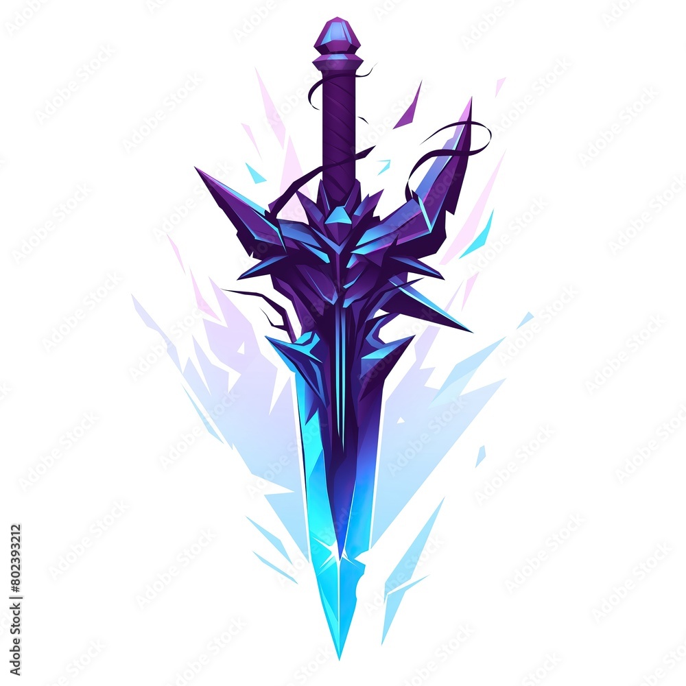 Stylish dagger/sword in cyberpunk style on a white background 2D logo ...