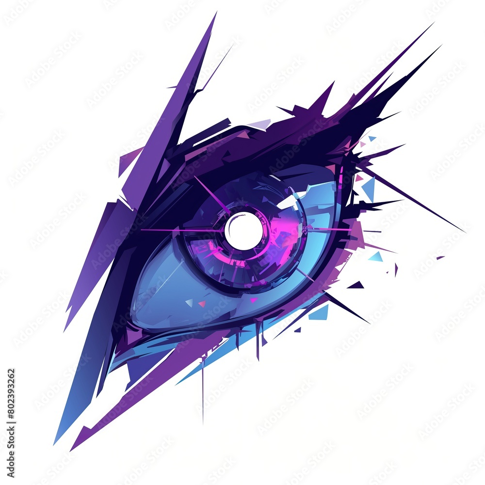 Stylish cyborg eye in cyberpunk style on a white background 2D logo ...