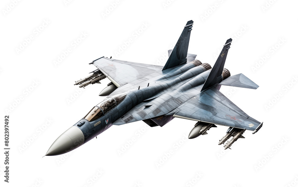 Modern fighter jet in flight, with detailed markings and armed with ...