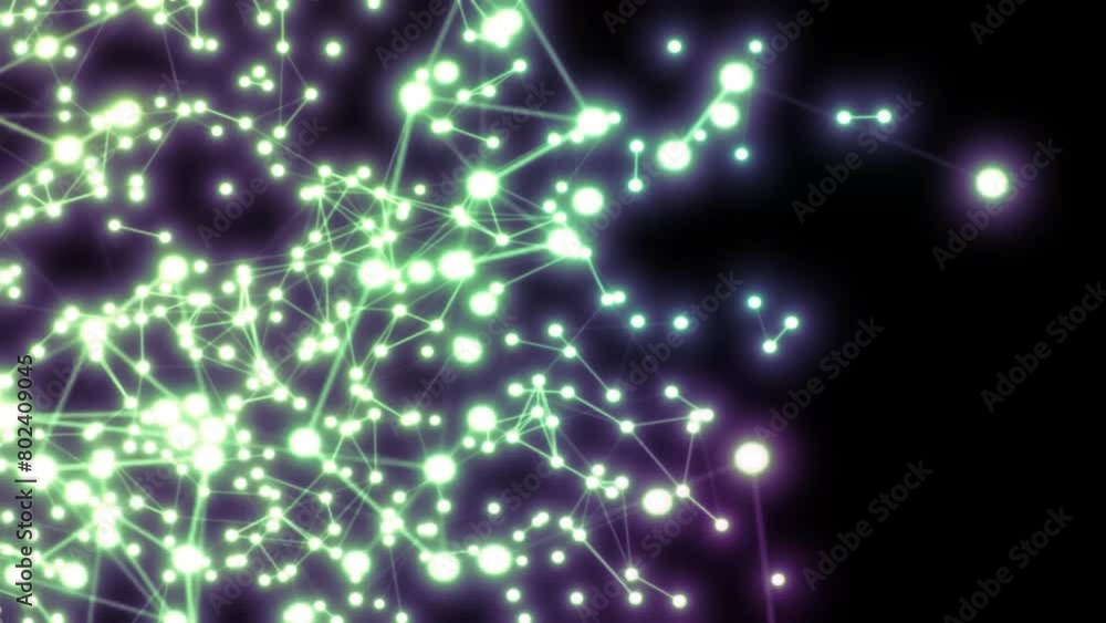 Rotating Plexus particles on a black screen. Geometric animation with ...