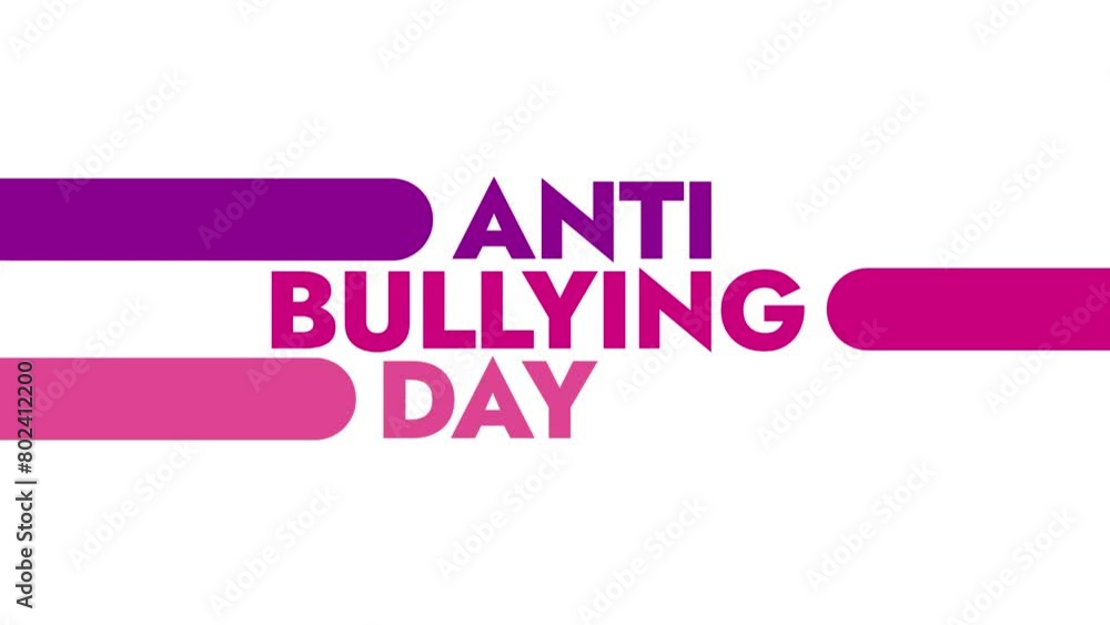 Anti Bullying Day colorful motion graphics seamlessly loopable text ...