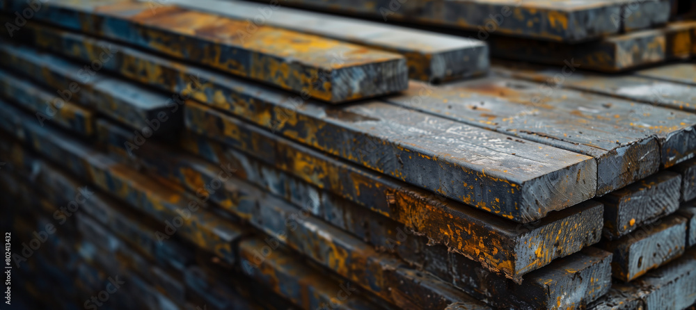 Sharp focus capturing the textures and tones of a stack of yellowish ...