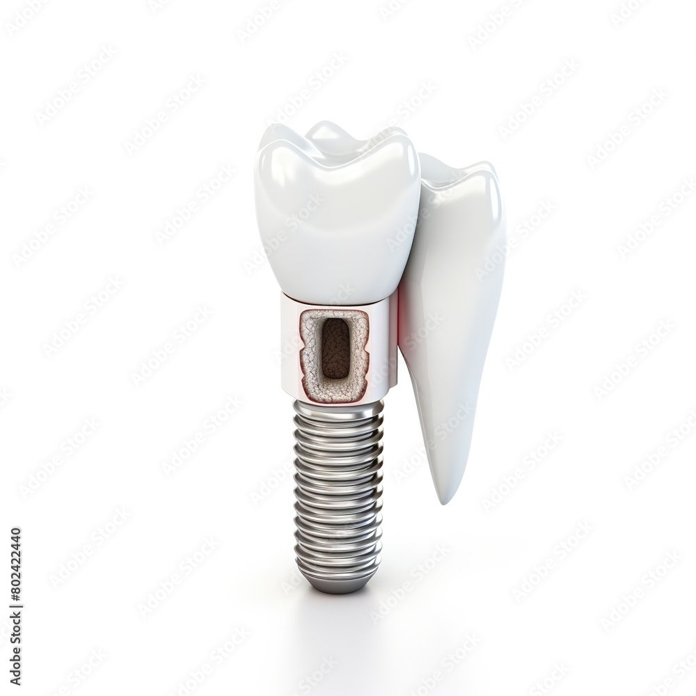 Dental implant models of molar teeth top view isolated on white ...