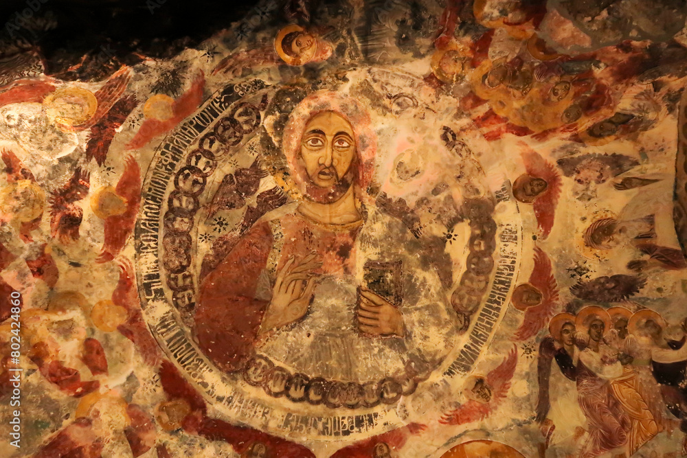 Christ Pantocrator Fresco, colorful ceiling painting, fresco, wall ...