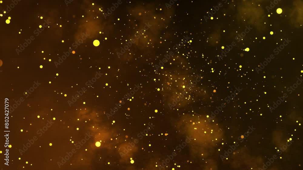 Seamless looping of Yellow fireflies or fire sparkles rising into the ...