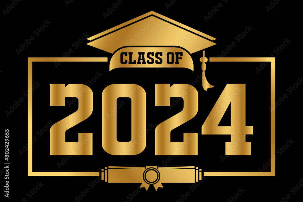 Hand drawn text illustration for class of 2024 graduation class of 2024 ...