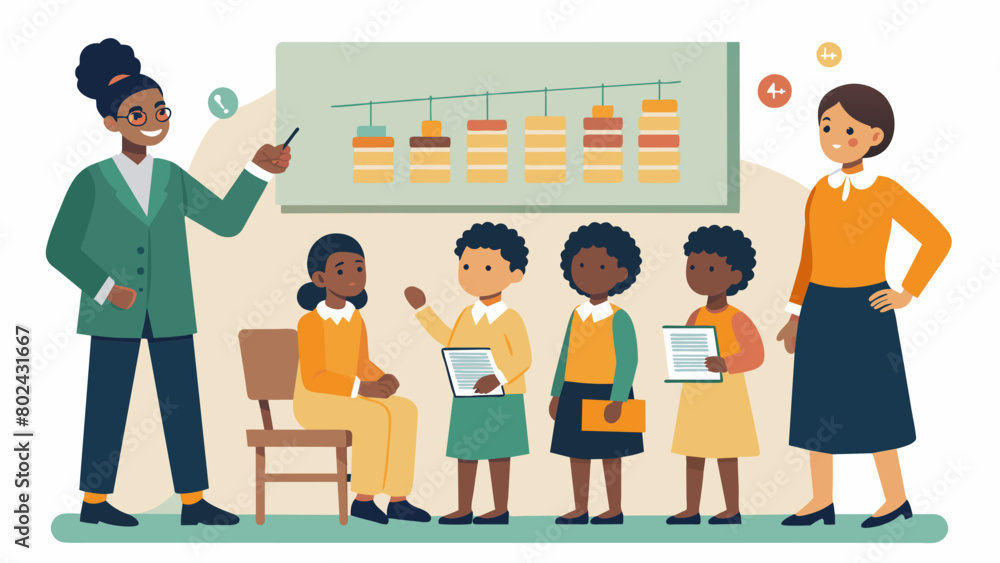 A teacher leads a classroom of children in a discussion about the ...