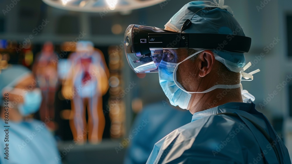 A surgeon using AR glasses to visualize internal anatomy and surgical ...