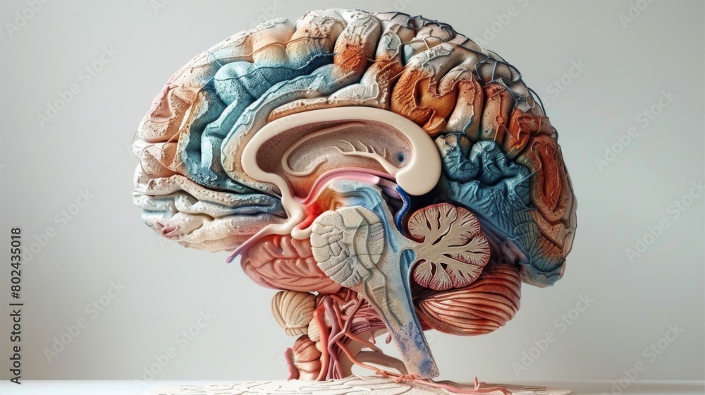 3D rendering image providing an overview of the different lobes and ...
