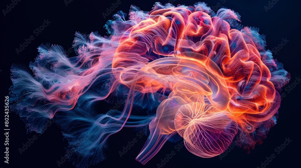 3d Rendering Image Showing The Mapping Of Brain Function Using
