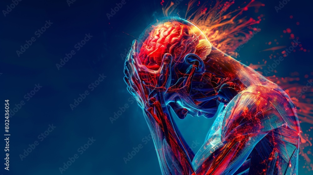 3D rendering image illustrating the effects of traumatic brain injury ...