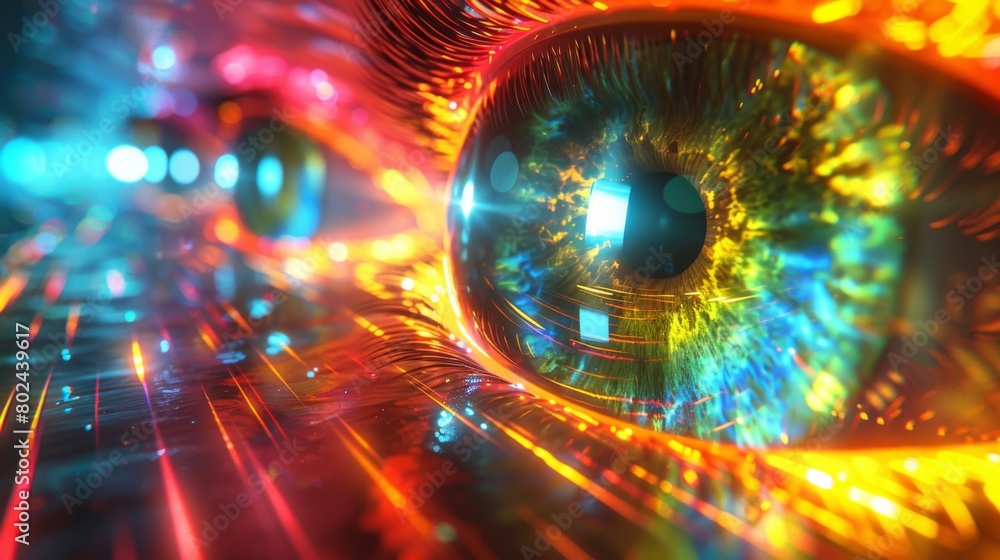 3D rendering image illustrating the physiology of color vision ...