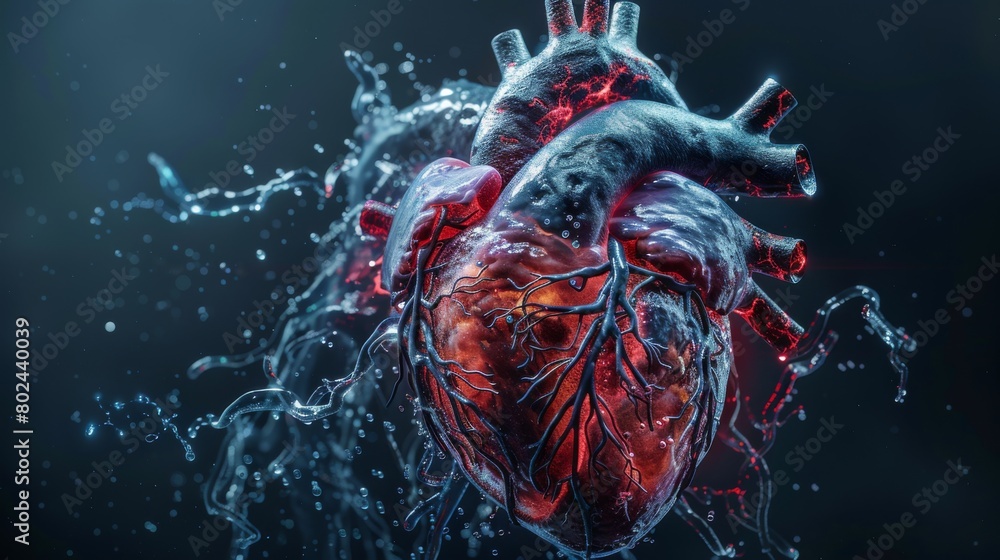 3D rendering image illustrating common congenital heart defects such as ...