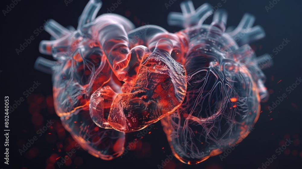 3D rendering image illustrating common congenital heart defects such as ...