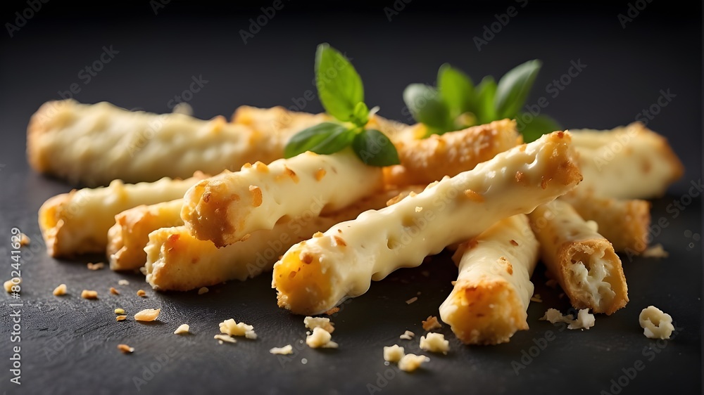 Arranged in a tempting display, the cheese sticks are isolated on a ...