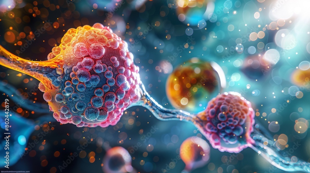 A visually striking 3D rendering image illustrating the hormones ...