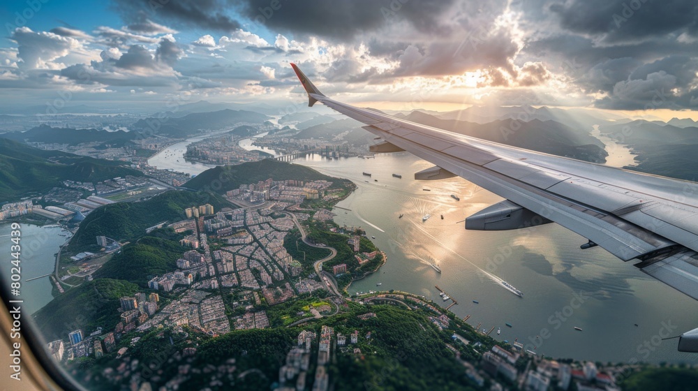 the cargo plane descending towards its destination airport, with ...