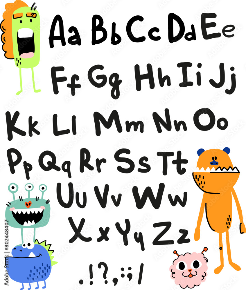 ABC. Alphabet for kids with monsters. Stock Vector | Adobe Stock