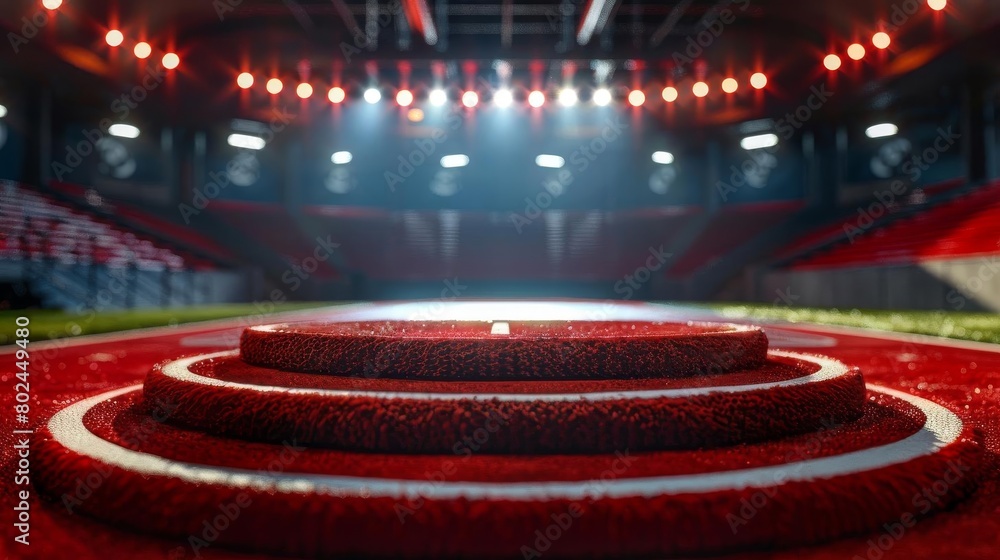 Sporty podium in a stadium background, ideal for athletic gear and ...