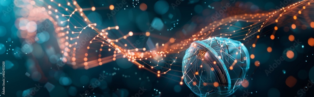 cybersecurity banner for linkedin, nodes, grids and a nautilus shell ...