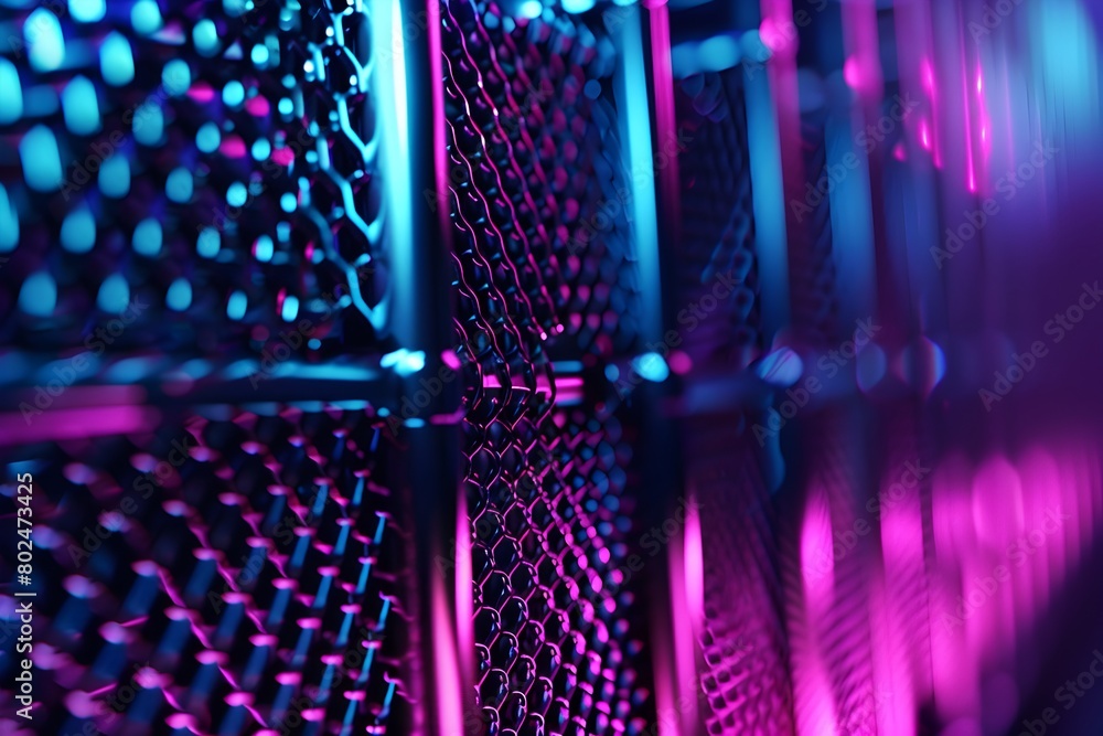 Abstract futuristic technology background with blue and purple neon ...