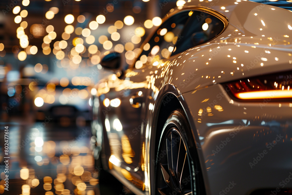 Luxury Car Display in a Showroom with Ambient Lighting. Elegant luxury ...
