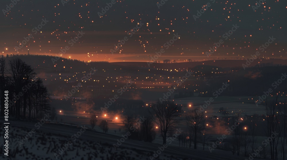 Nature the first light of dawn emerges on the horizon, the morning sky ...