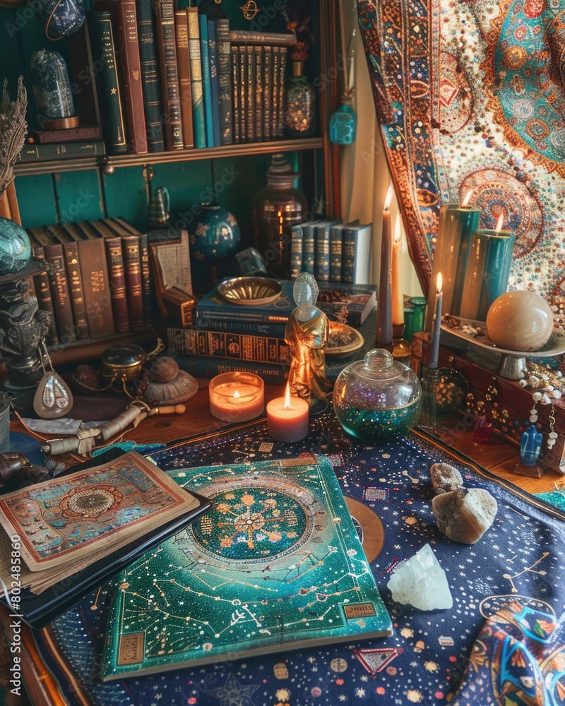 mystical and enchanting setup captures a cozy, magical nook filled with ...