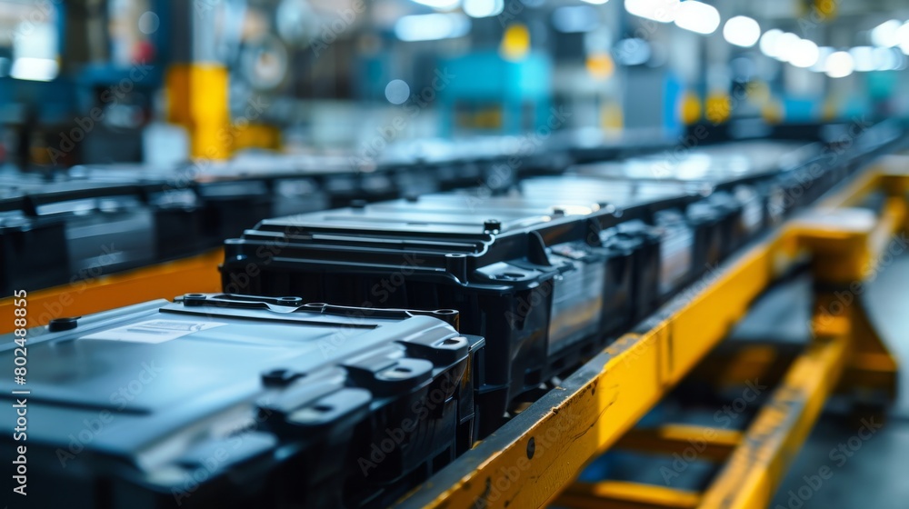 High Capacity Battery on Conveyor. Lithium-ion Cells for High-voltage ...