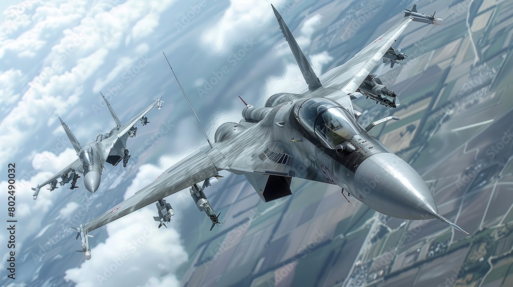 Dogfight: 3D Render of Mig-29 Jet Fighter and F-16 in High-stakes Air ...