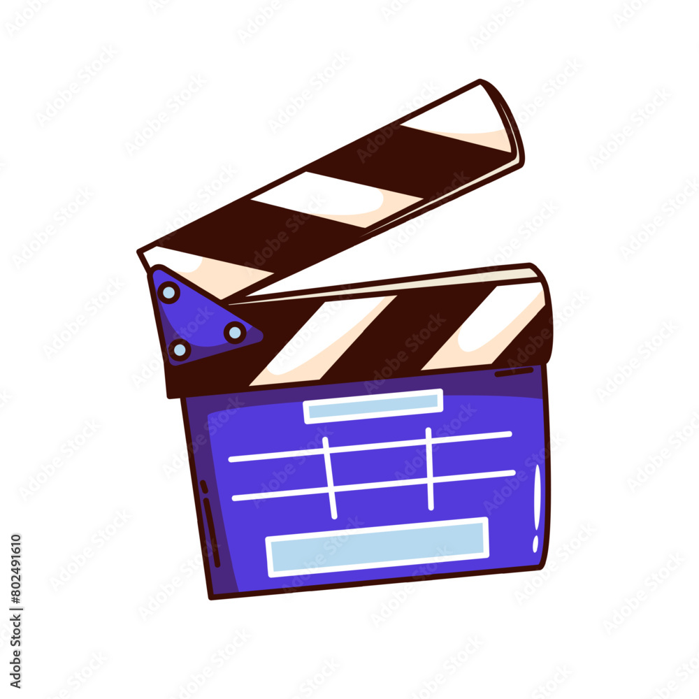 Groovy cartoon clapperboard. Funny retro movie clapper, open movie ...