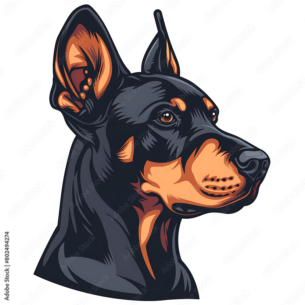 Doberman dog logo, clear lines, emblem, symbol, sign, mascot, portrait ...