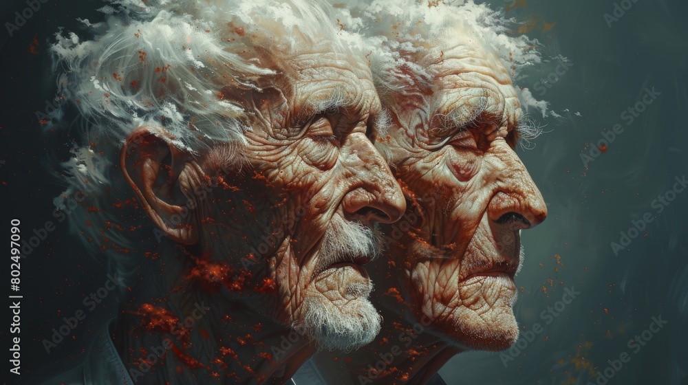 Dementia signs and symptoms, elderly men with mental problems, Alzheimer's or Parkinson's ...