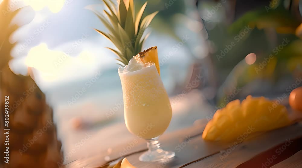 Refreshing Pina Colada on Tropical Beach, pina colada cocktail served ...