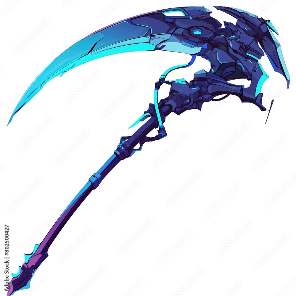 Stylish combat scythe in cyberpunk style on a white background 2D logo ...