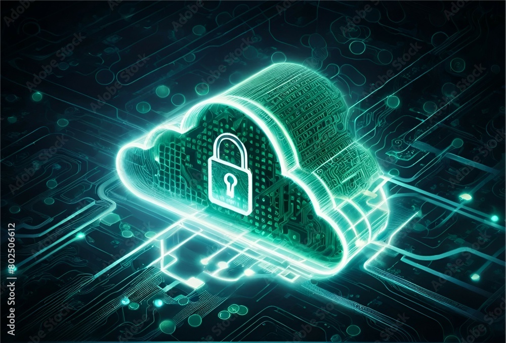 Abstract illustration of cloud security services, stylized cloud icon ...