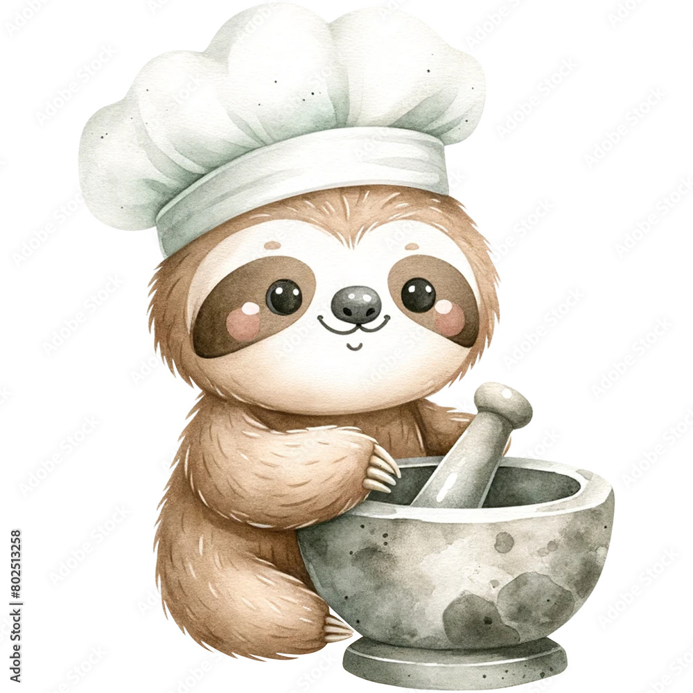 Cute Sloth Kitchenware Clipart ,Sloth PNG,Kitchen Clipart,Cute Animal ...