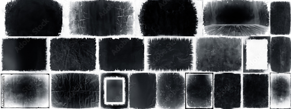 Vintage grunge Noir horror frame border texture mega pack. Grain ...