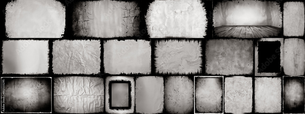 Vintage grunge Noir horror frame border texture mega pack. Grain ...