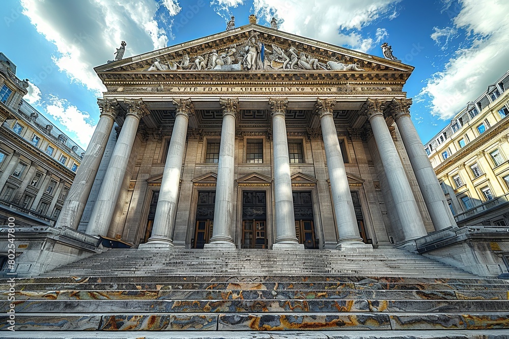 Neoclassical Splendor: Government Building with Columns, Pediments, and ...
