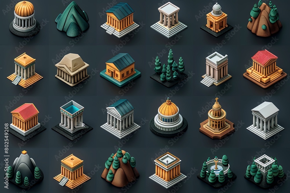 Neoclassical Architecture Icons: Reviving Greek and Roman Majesty Stock ...