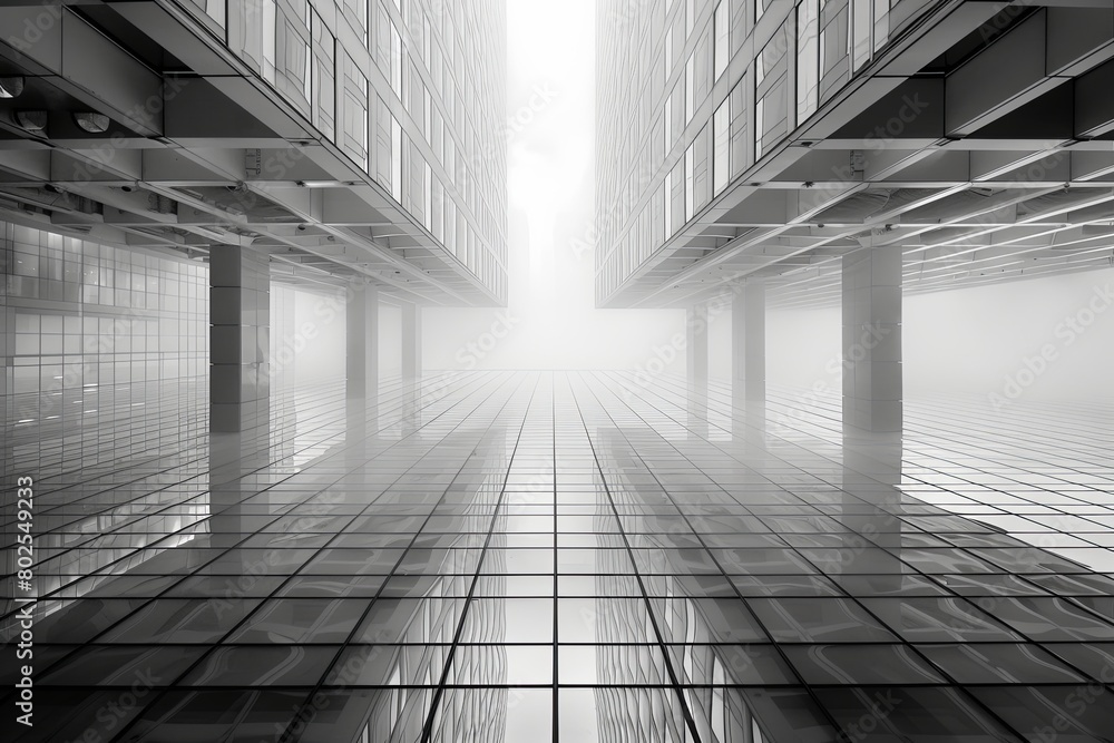 Skeletal Structure Elevation: Towering Skyscraper with Exposed Beams ...