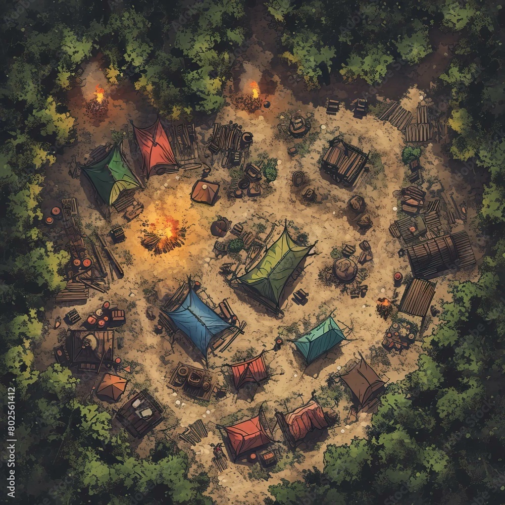 DnD Battlemap settler, camp, battlemap, mud, detailed, settlers ...