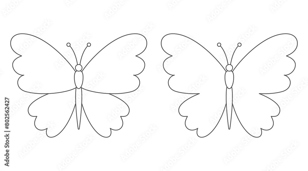 Pair of nice butterflies with wavy wings. Coloring page for children ...