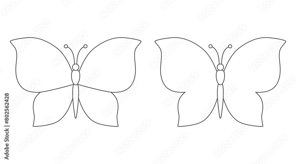 Two butterflies. Coloring page for children. Stock Vector | Adobe Stock