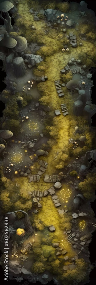Dnd Battlemap Cavern Of The Fungal Forest Mysterious Underground Landscape Filled With Fungi