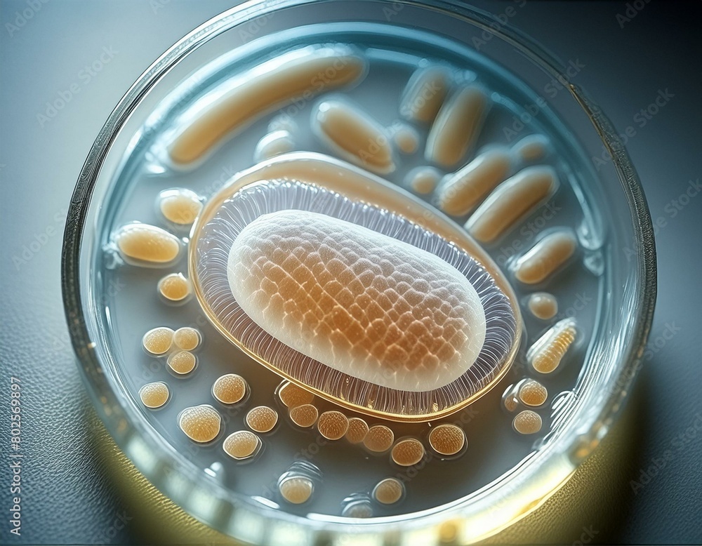Bacteria under a microscope. 3d rendered illustration of a bacteria. E ...