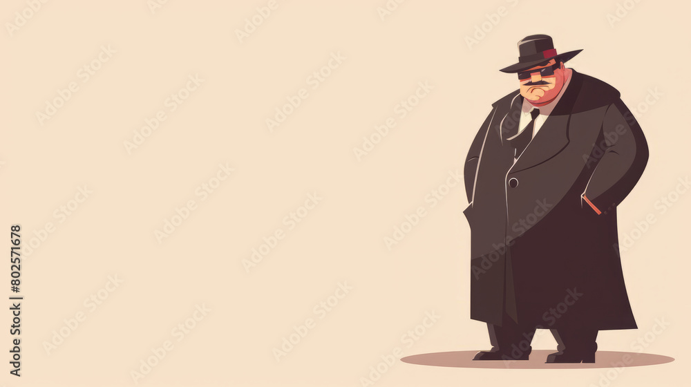 Cool looking mafia boss cartoon character. Minimal vector art cartoon ...