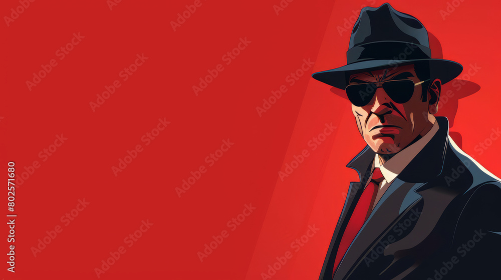 Cool looking mafia boss cartoon character. Minimal vector art cartoon ...