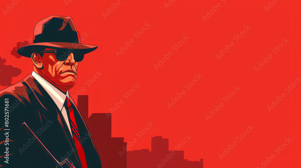 Cool looking mafia boss cartoon character. Minimal vector art cartoon ...